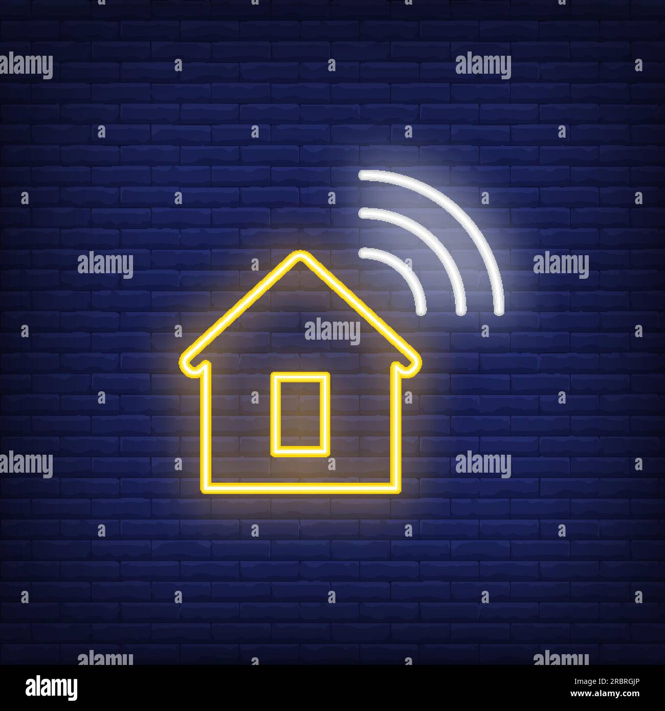 Glowing neon house icon smart hi-res stock photography and images - Alamy