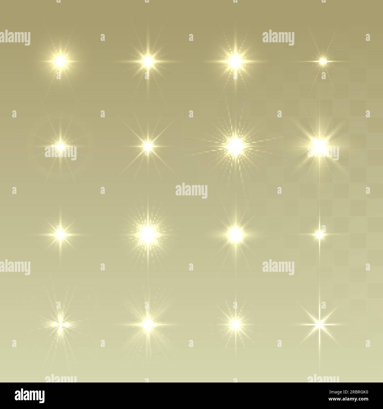 Set of Vector glowing light effect stars bursts with sparkles on golden background. Sparkling ...