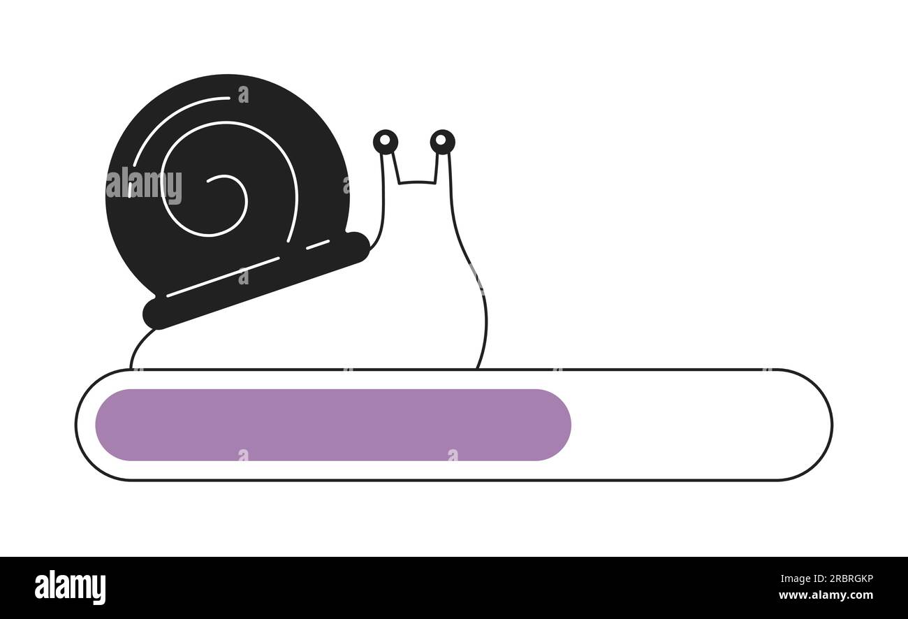 Slowly snail with spiral shell outline loading bar vector illustration ...