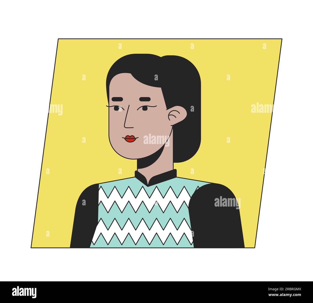 Attractive muslim girl with ponytail hairstyle flat color cartoon ...
