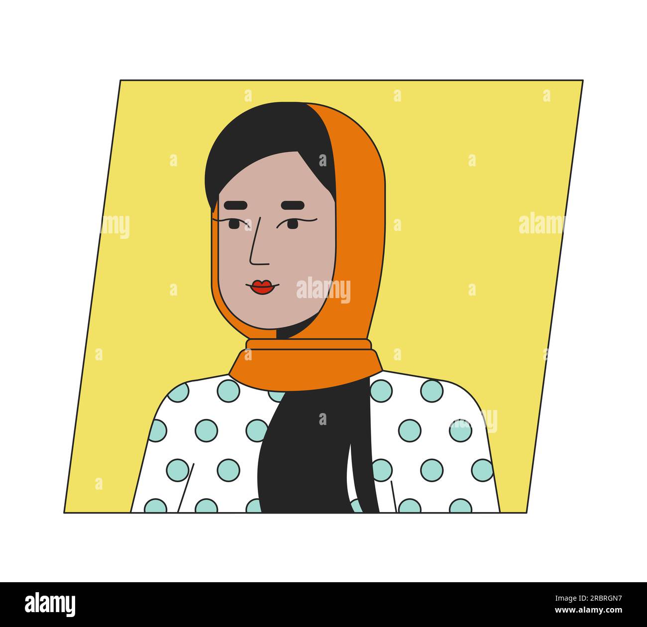 Cute woman in hijab flat color cartoon avatar icon Stock Vector Image ...