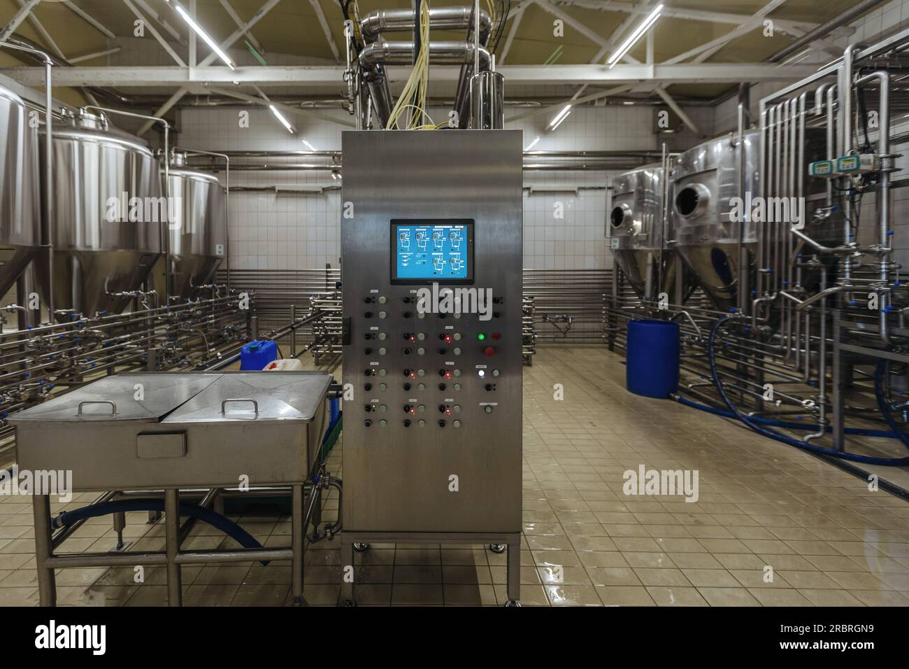 Control panel of automatic modern craft brewery Stock Photo - Alamy