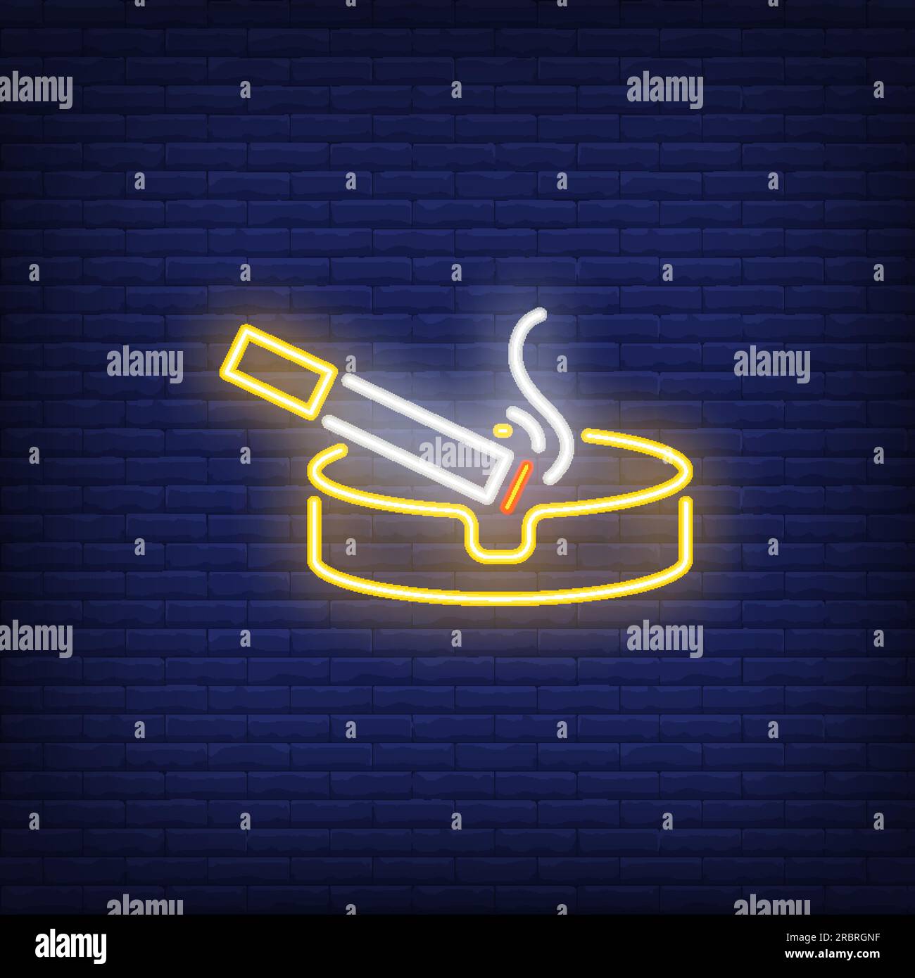 Smoking cigarette on ashtray neon sign Stock Vector Image & Art - Alamy