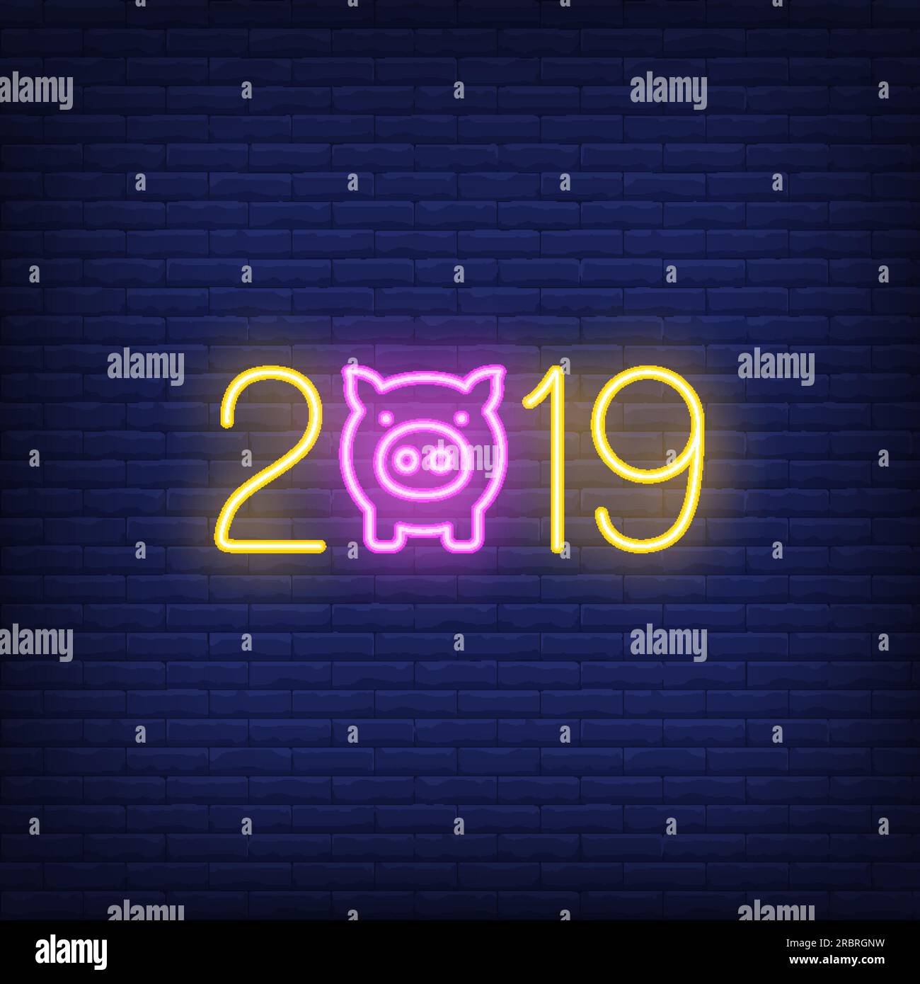Pink neon pig sign Stock Vector Images - Alamy
