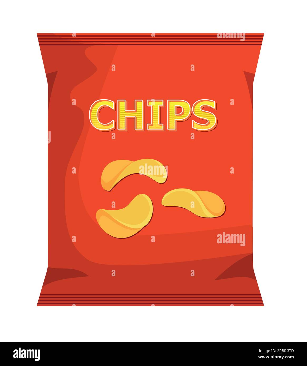 Crispy ripple potato chips flying into pack, vector realistic snacks ...