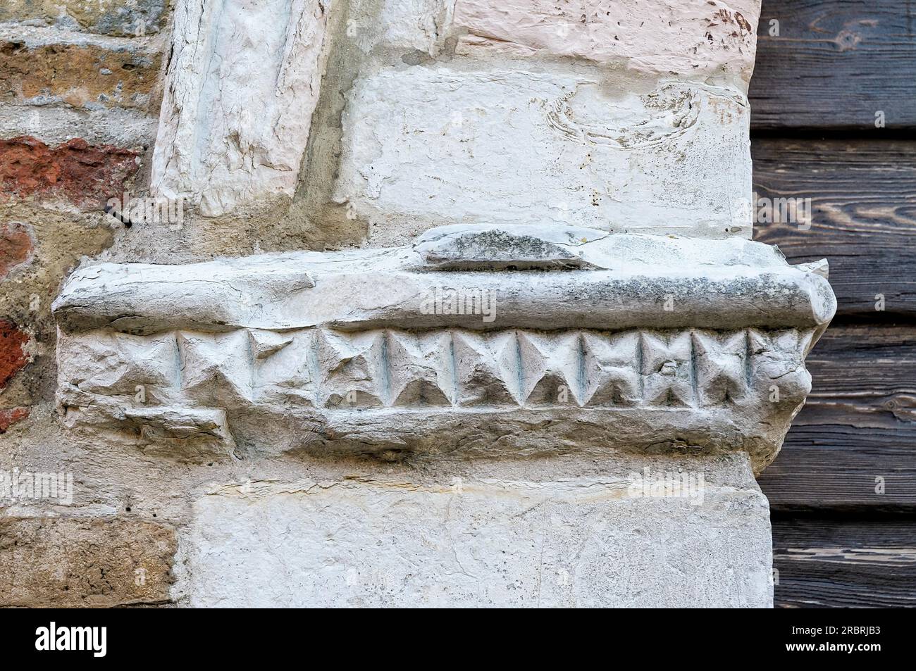 A detail of the church of Monteguiduccio a medieval village in the ...