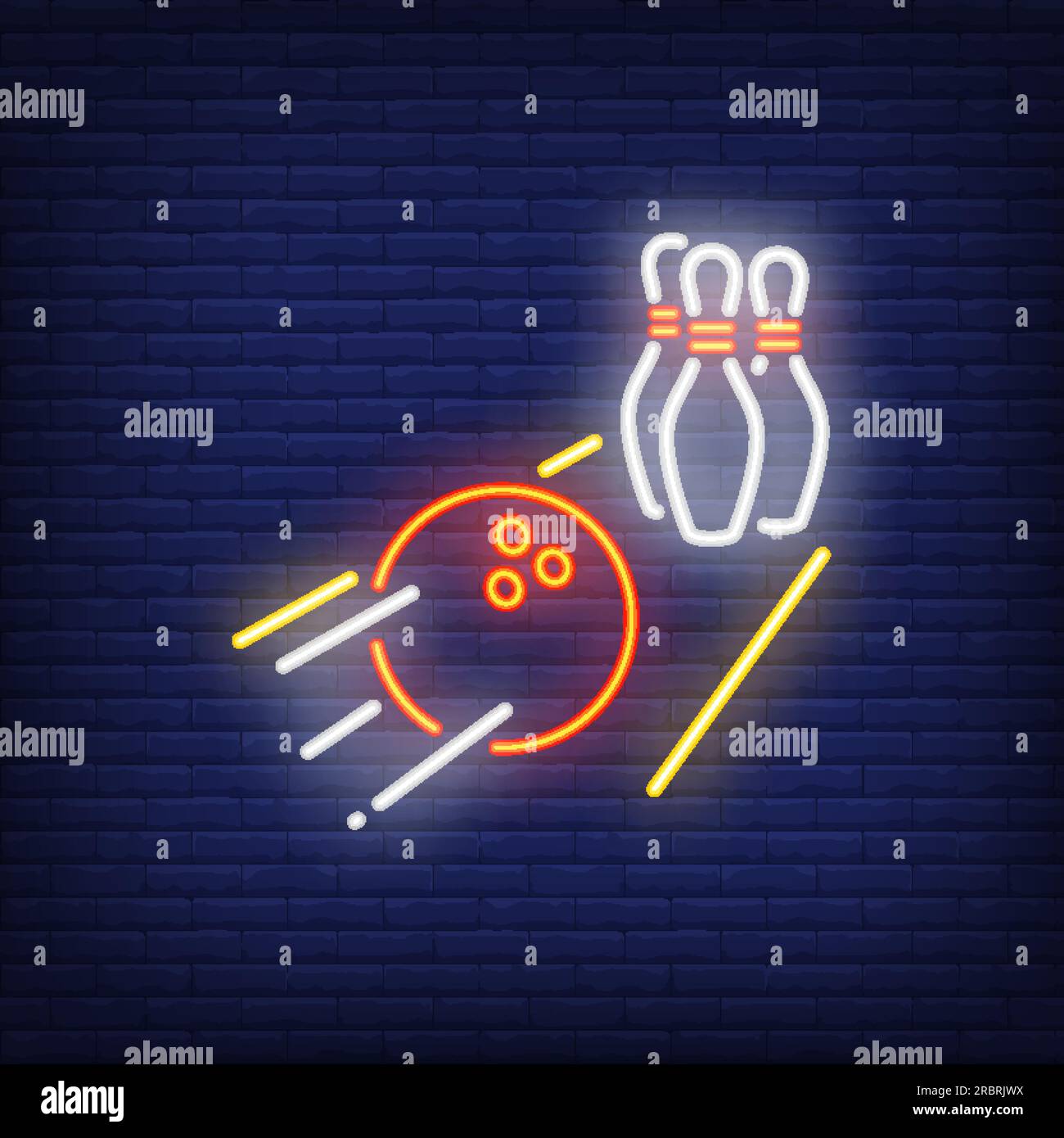 Bowling ball rolling on alley neon sign Stock Vector Image & Art - Alamy