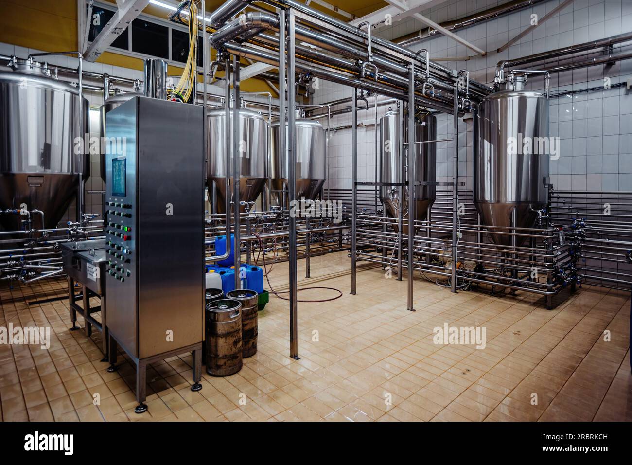 Automatic modern craft brewery with CNC Stock Photo - Alamy