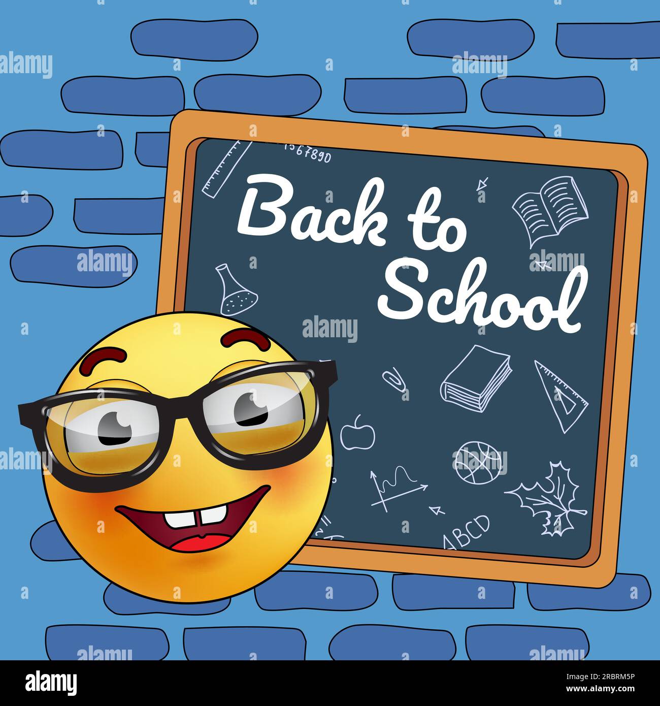 Back to school poster design. Cartoon smiley in glasses Stock Vector ...