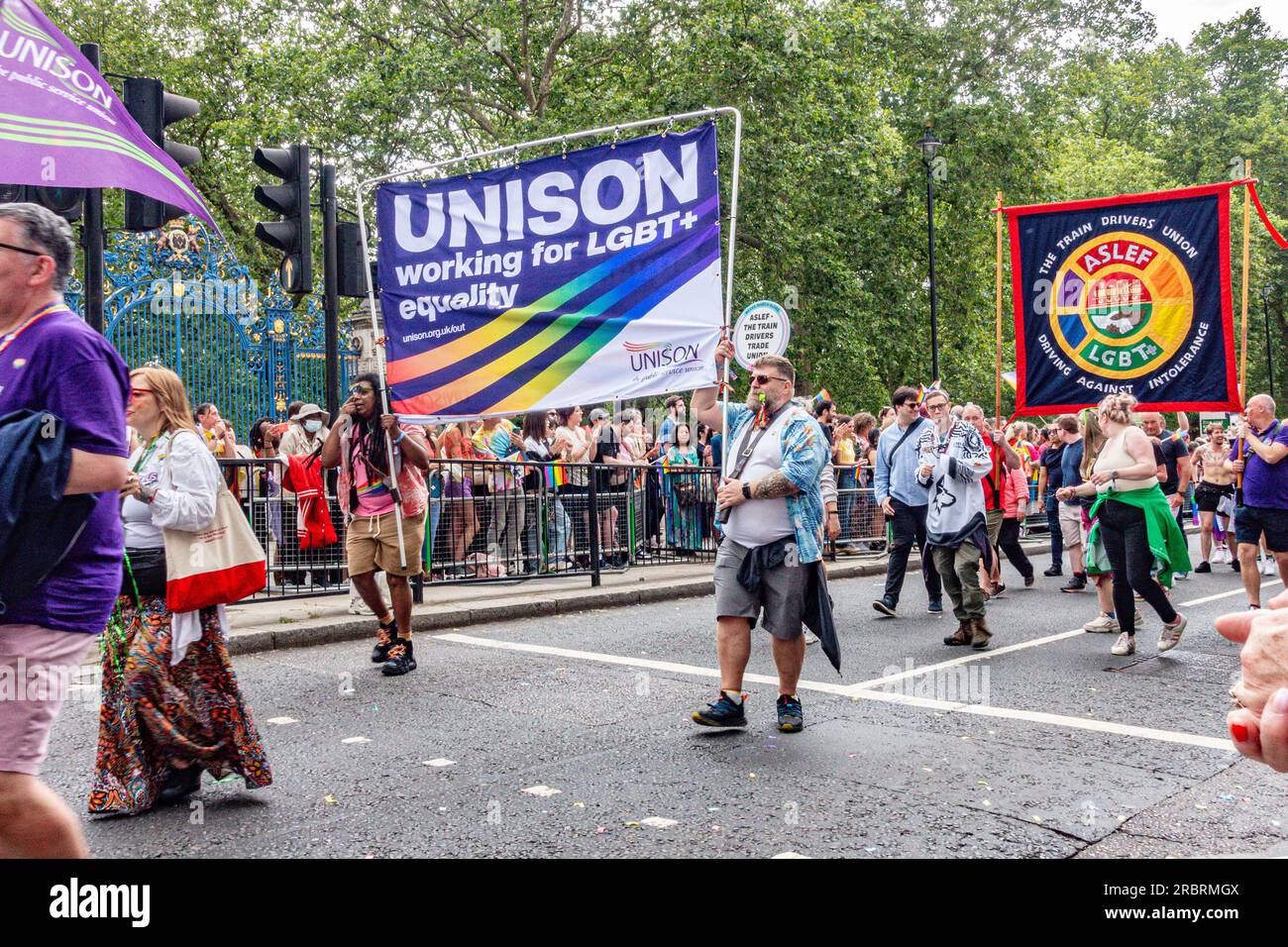 Participants representing Unison in the annual London Pride event on ...
