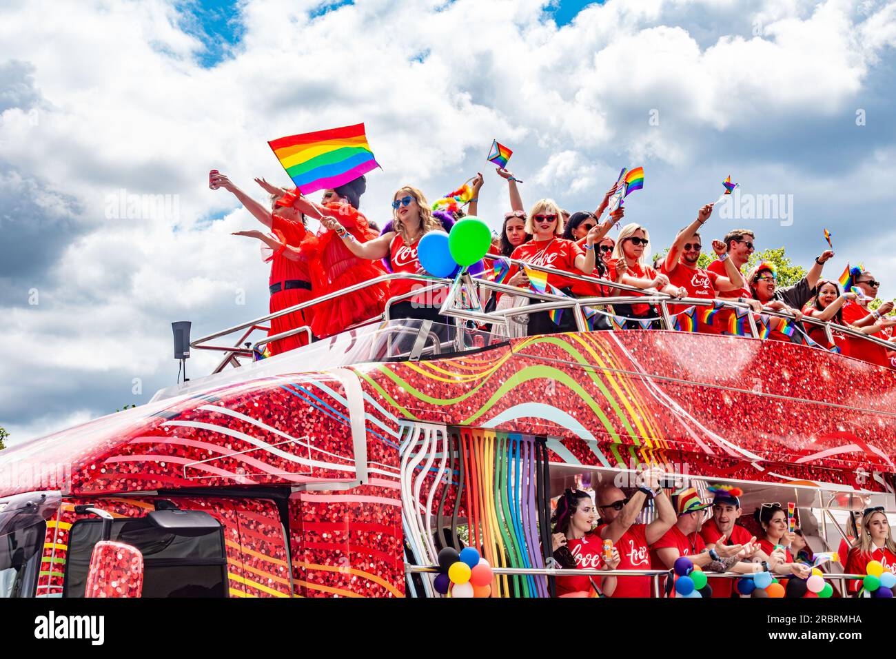 Participants representing Coca-Cola in the annual London Pride event on ...