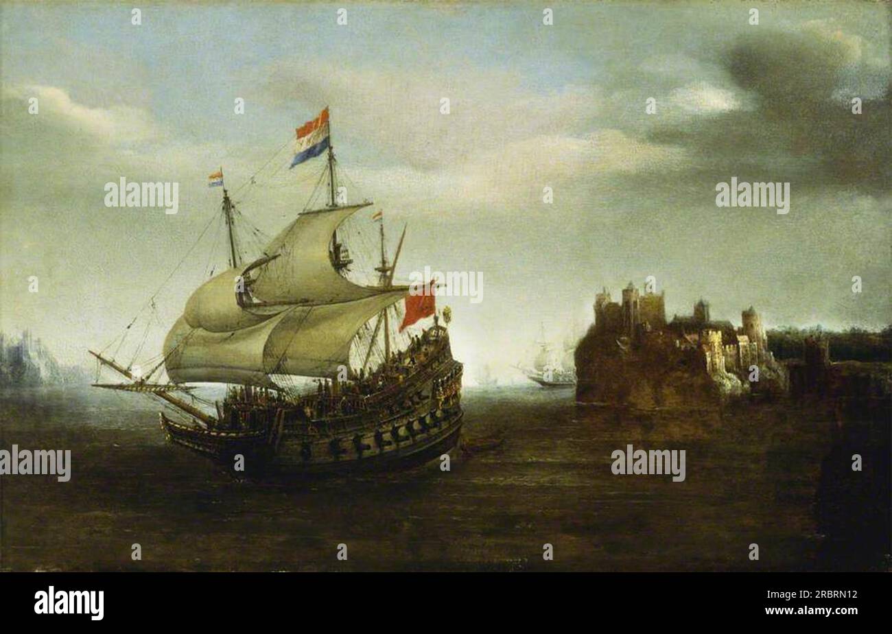 A Castle with a Ship Sailing Nearby 1626 by Hendrick Cornelisz Vroom ...