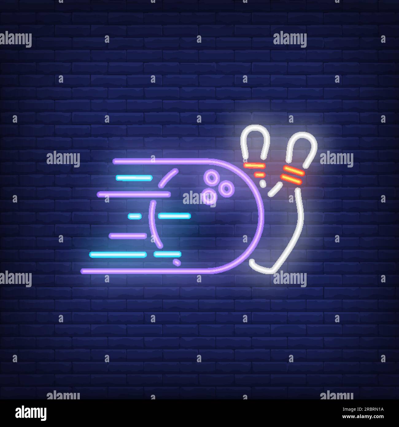 Throwing bowling pins neon sign Stock Vector Image & Art - Alamy