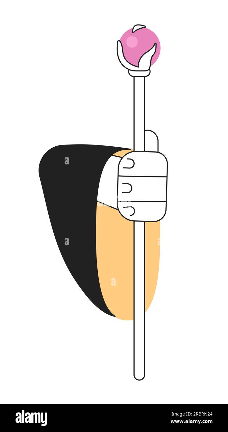 Wizard hand holds staff monochrome flat vector object Stock Vector ...