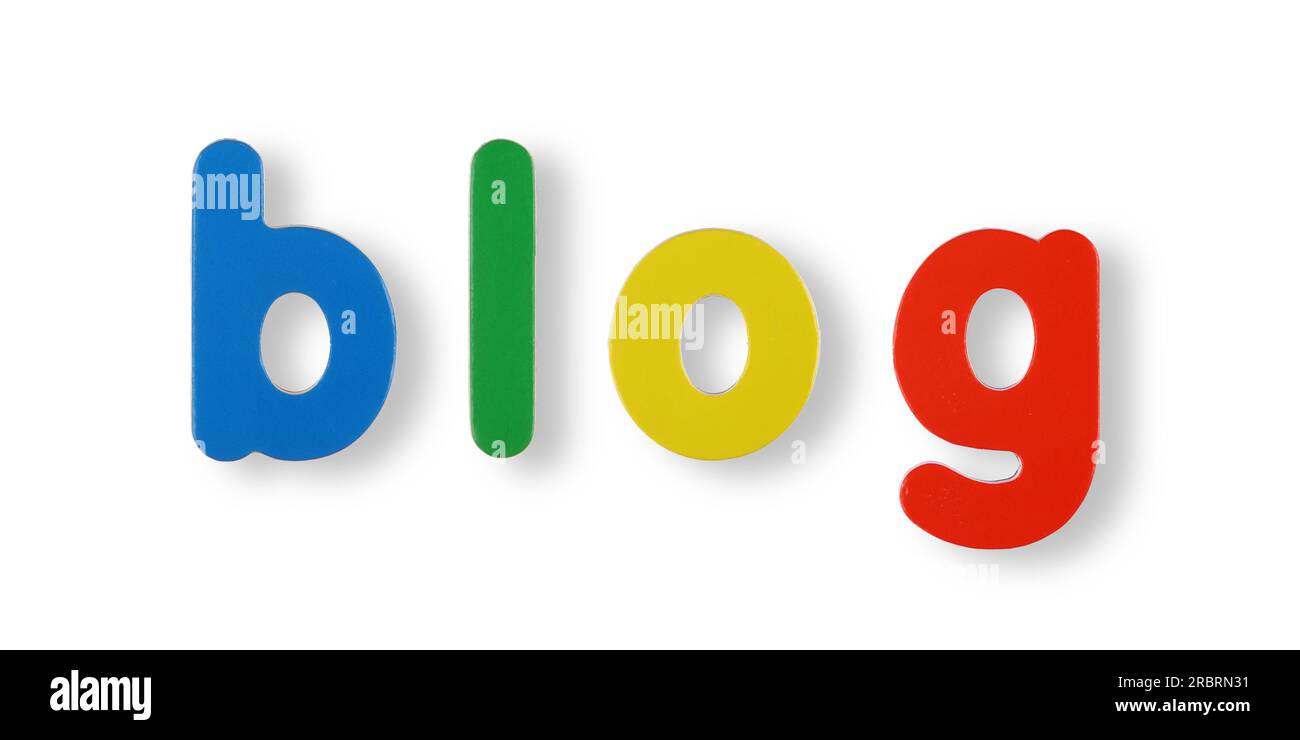 blog word magnetic letters with clipping path Stock Photo - Alamy