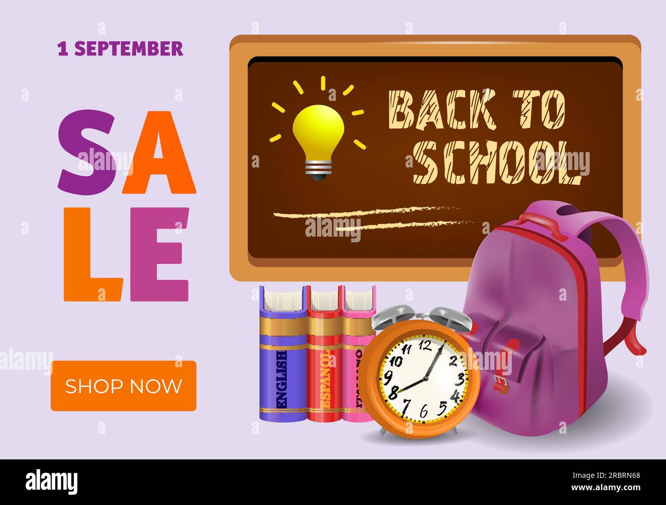 Back to school, shop now sale leaflet design with books Stock Vector ...
