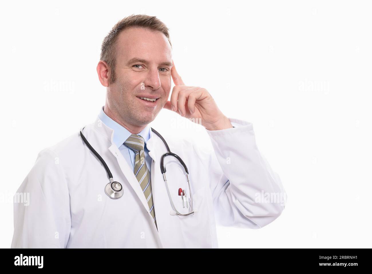 Innovative motivated doctor making a gesture of intelligence tapping ...