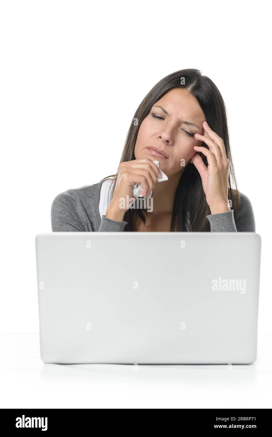 Woman laptop online against Cut Out Stock Images & Pictures - Alamy
