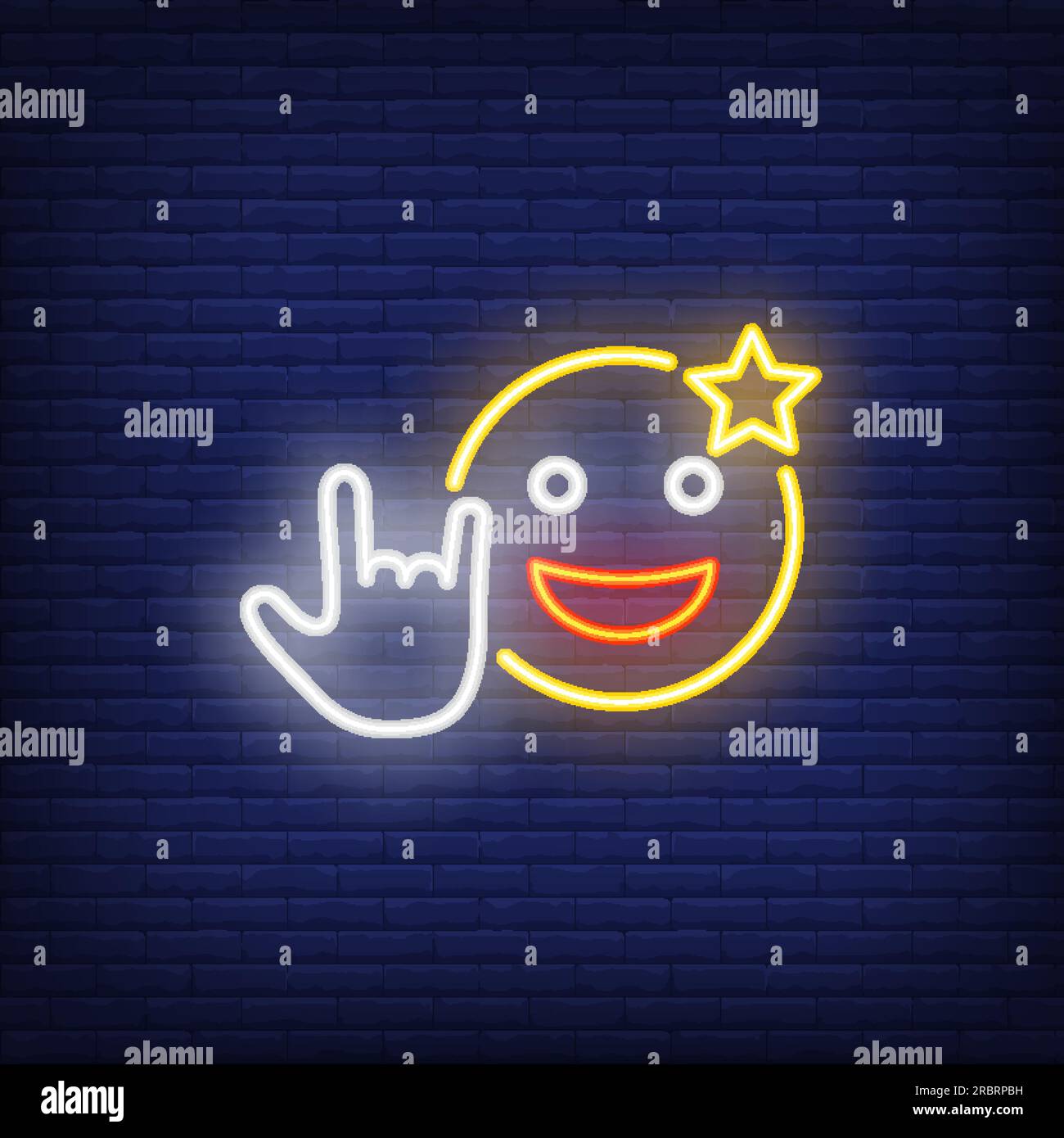 Excited emoticon with cool gesture neon sign Stock Vector Image & Art ...