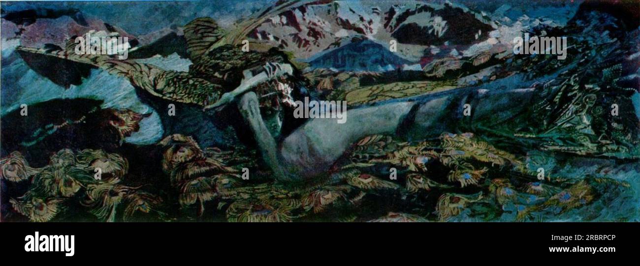 Fallen Demon 1902; Moscow, Russian Federation by Mikhail Vrubel Stock ...