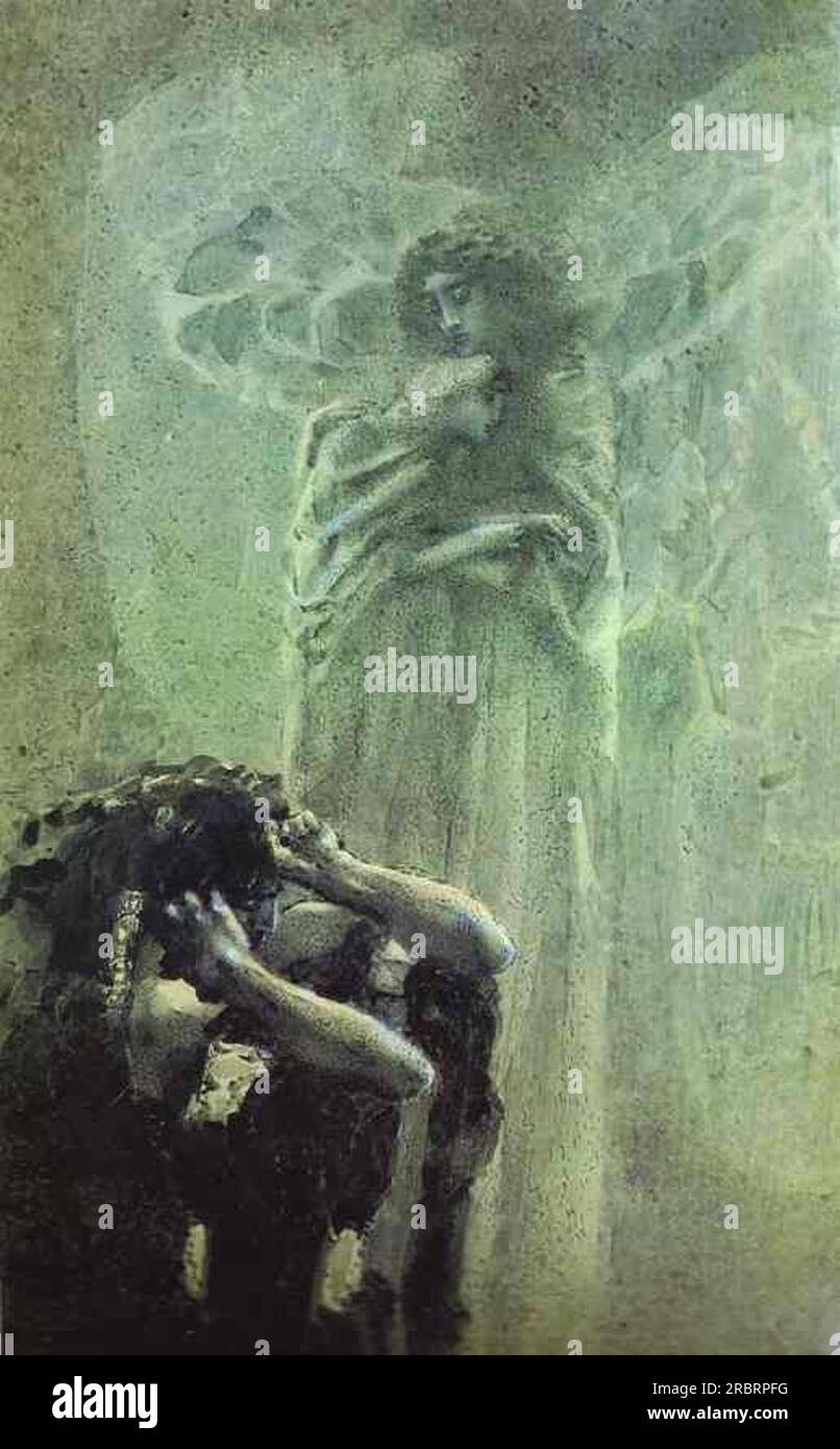 Demon and Angel with Tamara's Soul 1891; Russian Federation by Mikhail ...