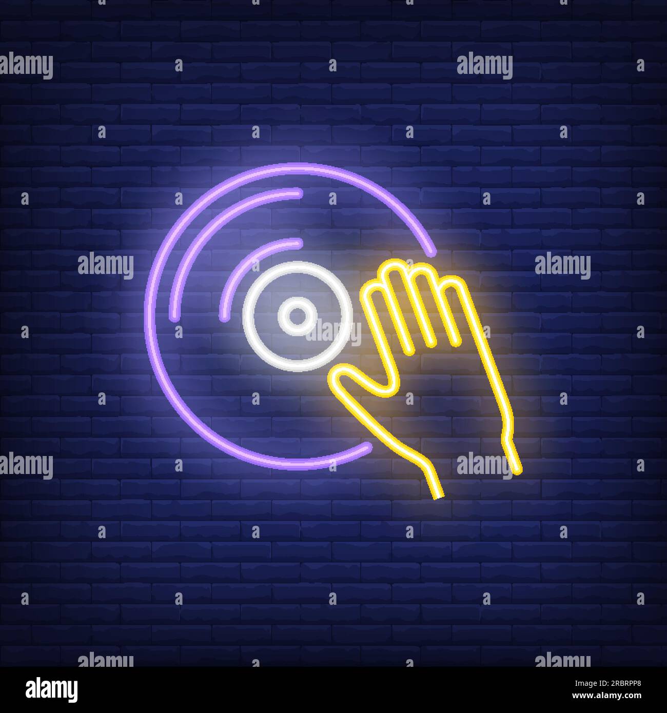 Vinyl disk with hand neon sign Stock Vector Image & Art - Alamy