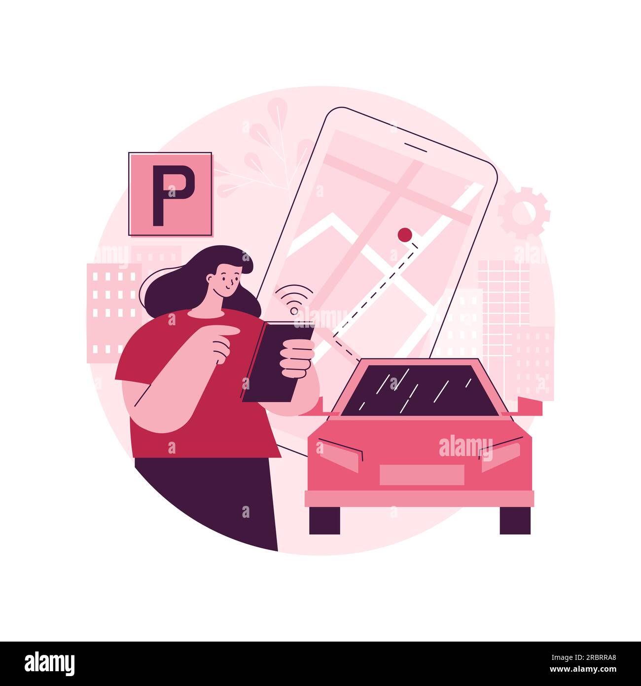 Self-parking car system abstract concept vector illustration. Automated ...