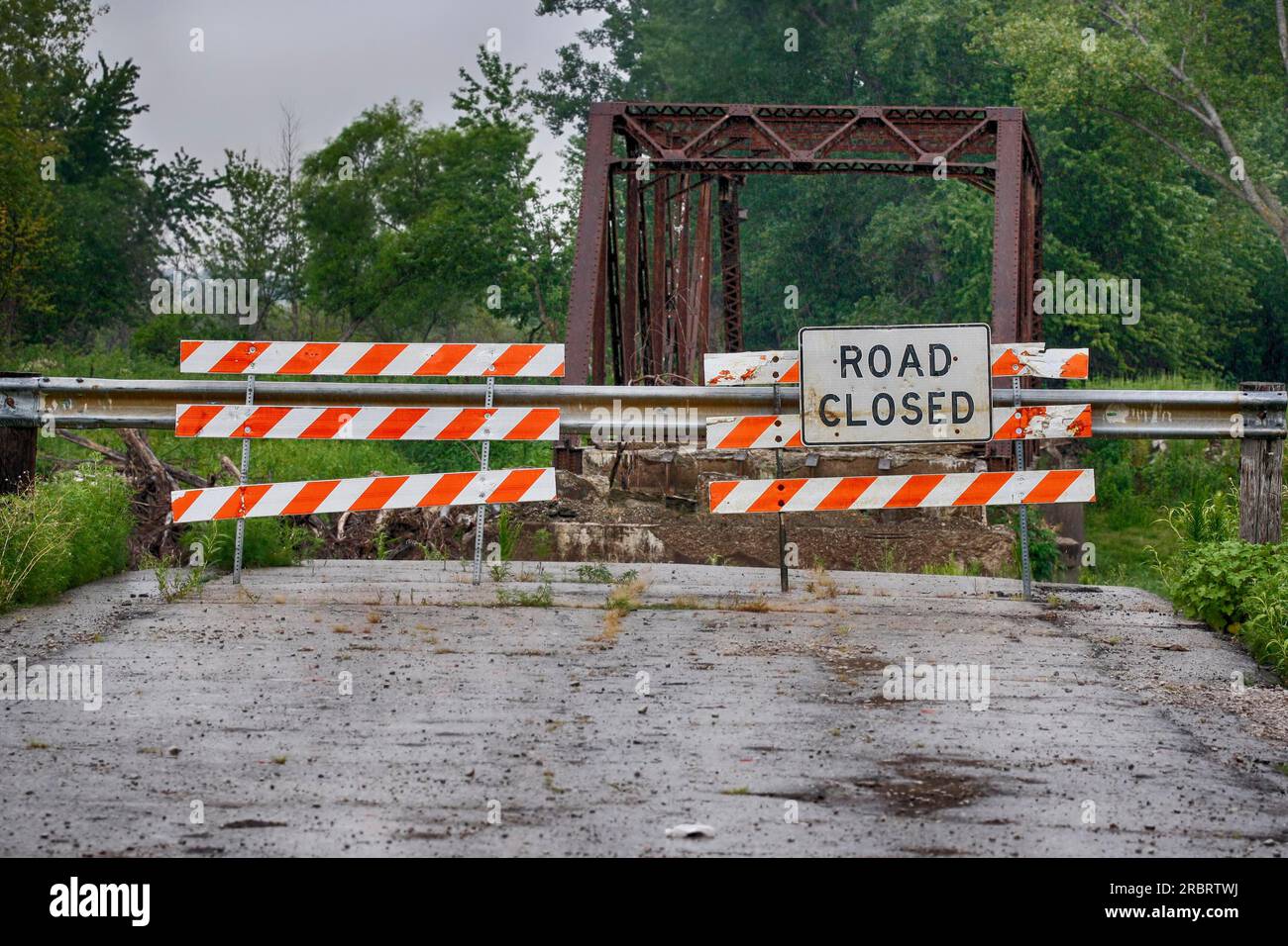 Road closed because of construction on bridge Stock Photo - Alamy