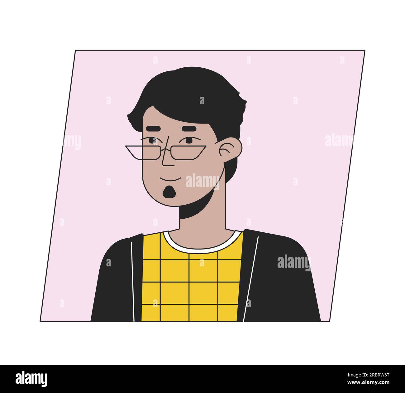 Stylish brunette man in glasses flat color cartoon avatar icon Stock ...