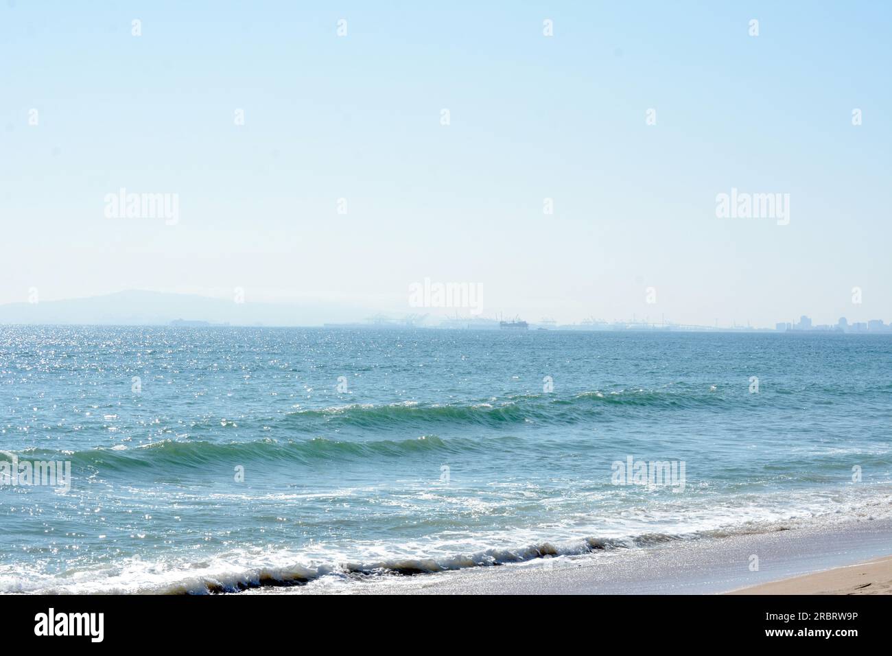 Sunny days at the beach shoreline in Orange County, California Stock ...