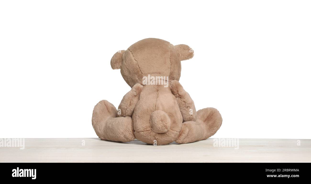 Cute teddy bear isolated on white, back view Stock Photo - Alamy