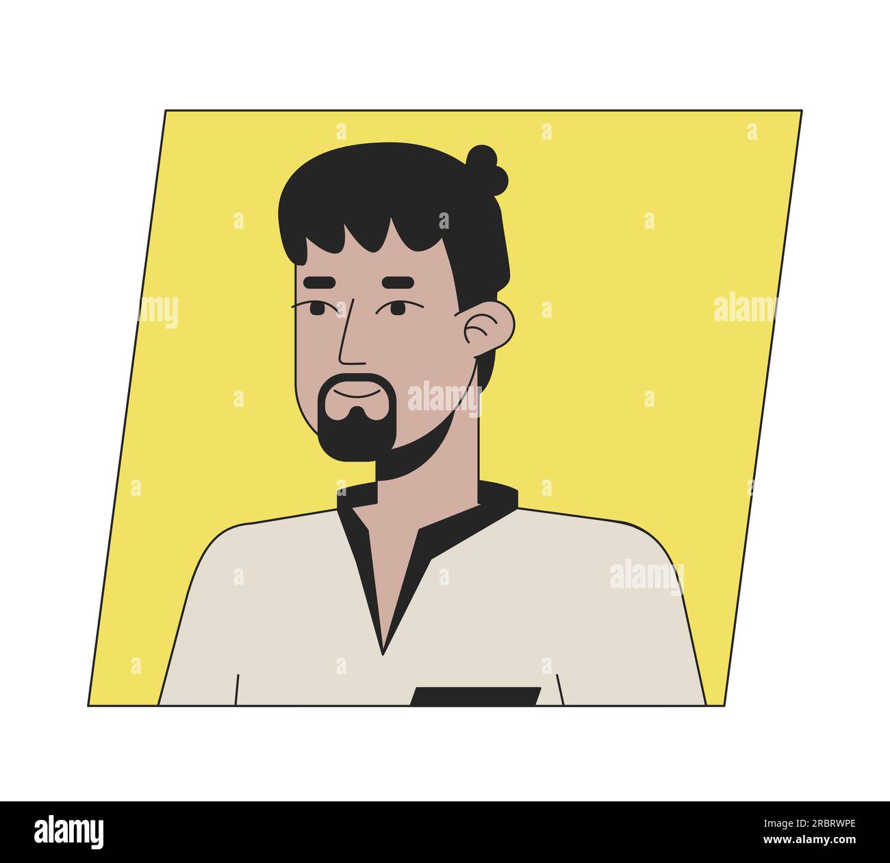 Adult indian man with black beard flat color cartoon avatar icon Stock ...