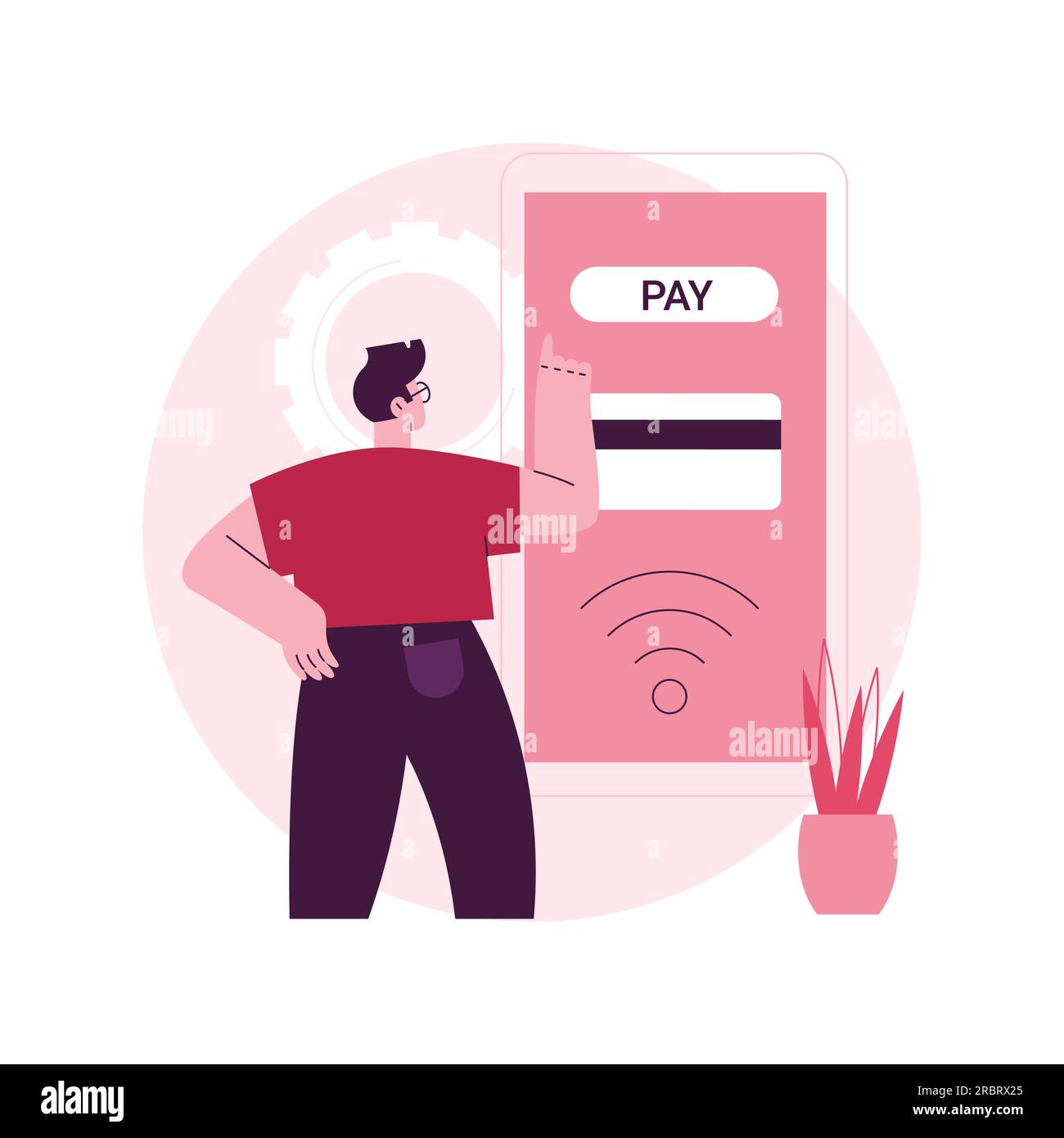 NFC connection abstract concept vector illustration. Bank connection, NFC communication ...