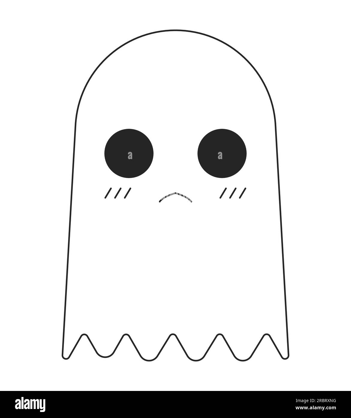 Unhappy Cute Ghost Flat Monochrome Isolated Vector Object Stock Vector Image And Art Alamy
