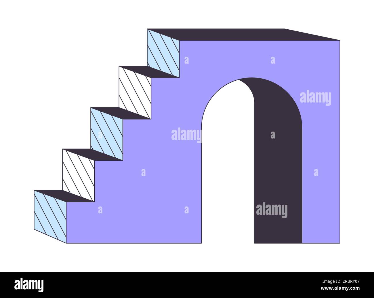 Pedestal With Arch Flat Line Color Isolated Vector Object Stock Vector