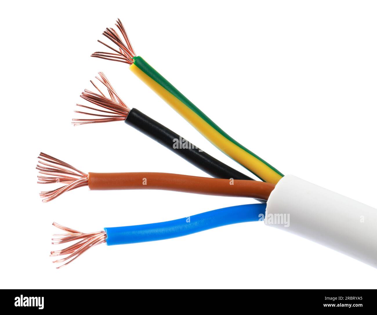 One new electrical wire isolated on white Stock Photo - Alamy