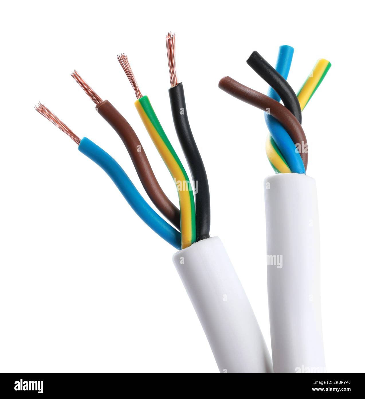 New colorful electrical wires on white background Stock Photo - Alamy