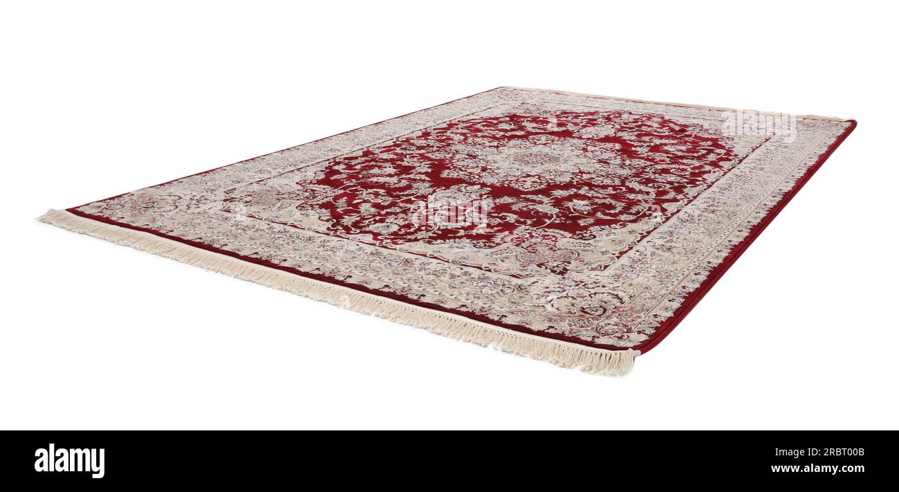 Soft carpet with beautiful pattern isolated on white Stock Photo - Alamy