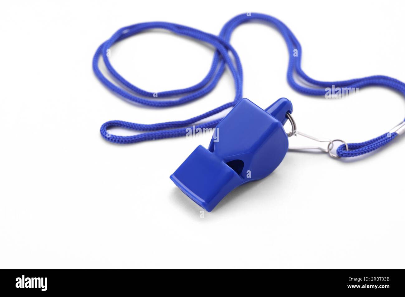 One blue whistle with cord on white background Stock Photo - Alamy