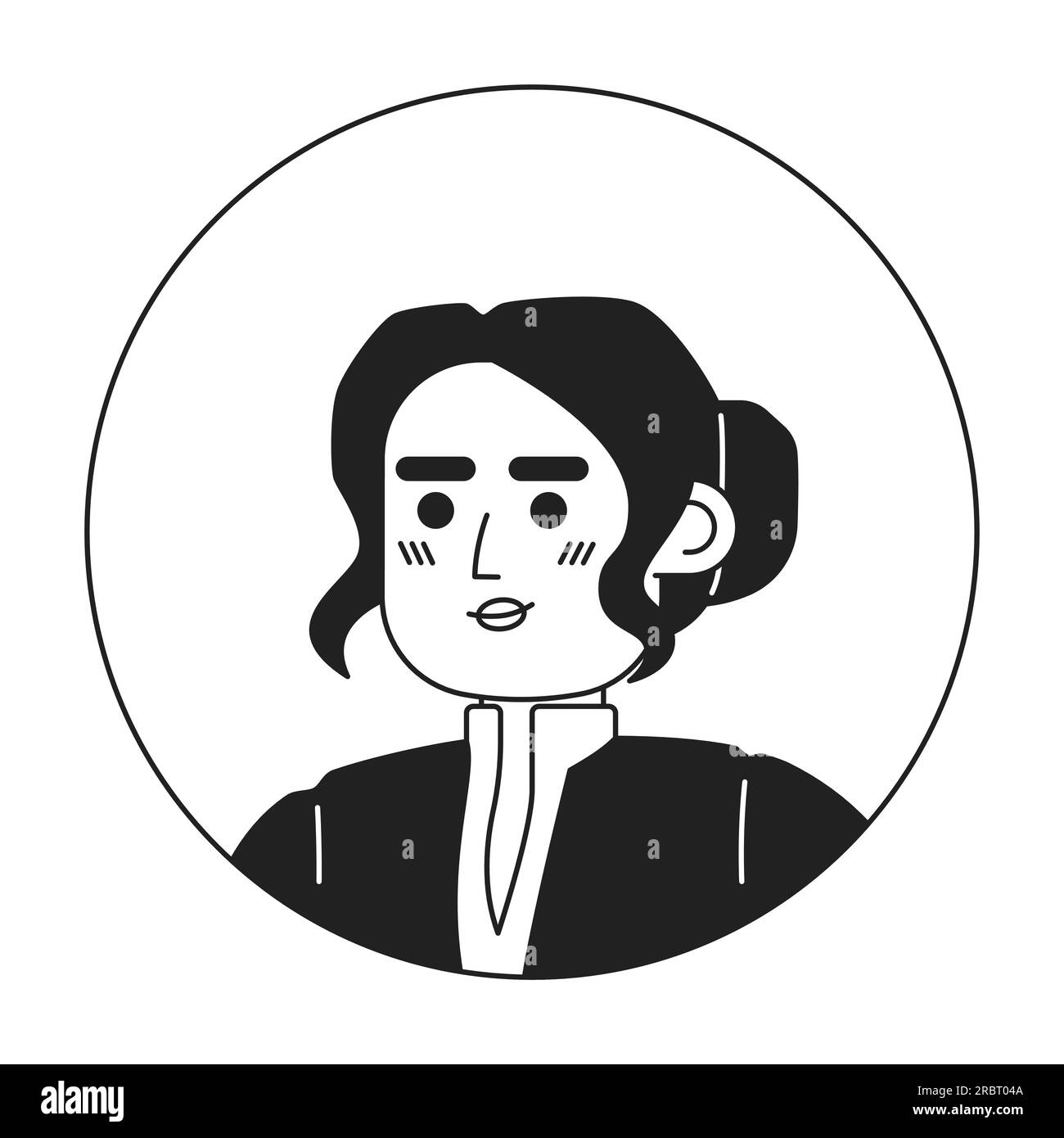 Pretty indian woman monochrome flat linear character head Stock Vector ... Pretty indian woman monochrome flat linear character head Stock Vector ...