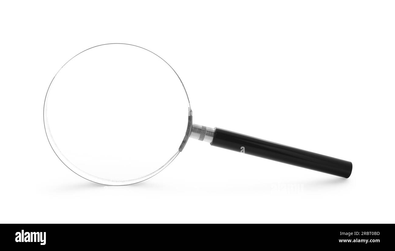 Magnifying glass with handle isolated on white Stock Photo - Alamy