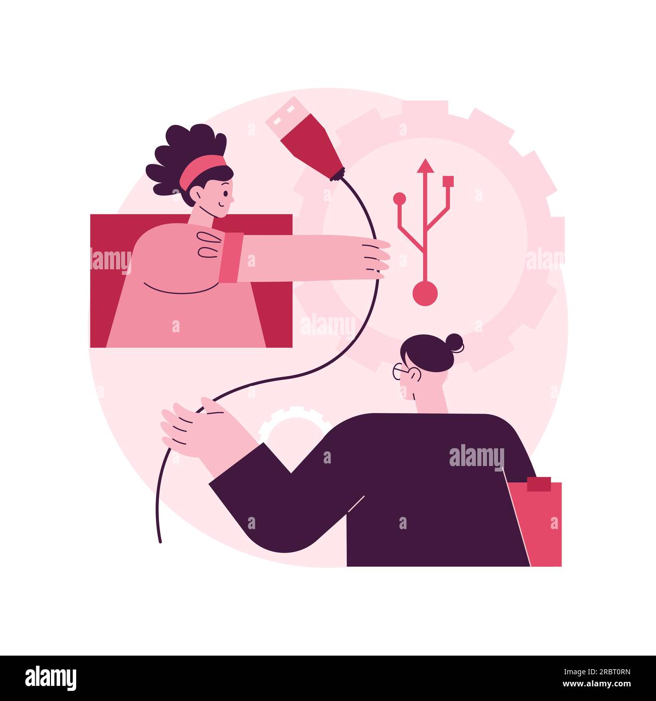 USB connection abstract concept vector illustration. Device connection ...