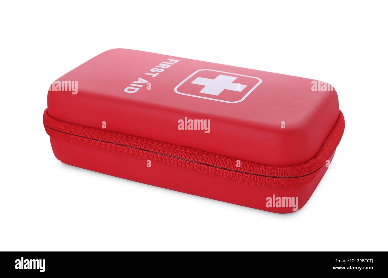 Red first aid kit isolated on white Stock Photo - Alamy