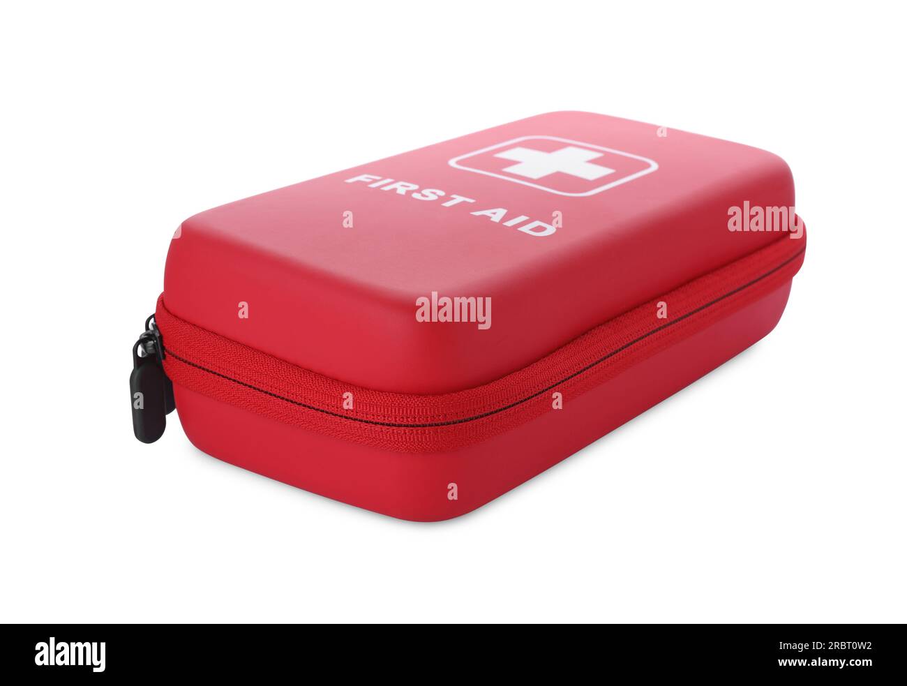 Red first aid kit isolated on white Stock Photo - Alamy