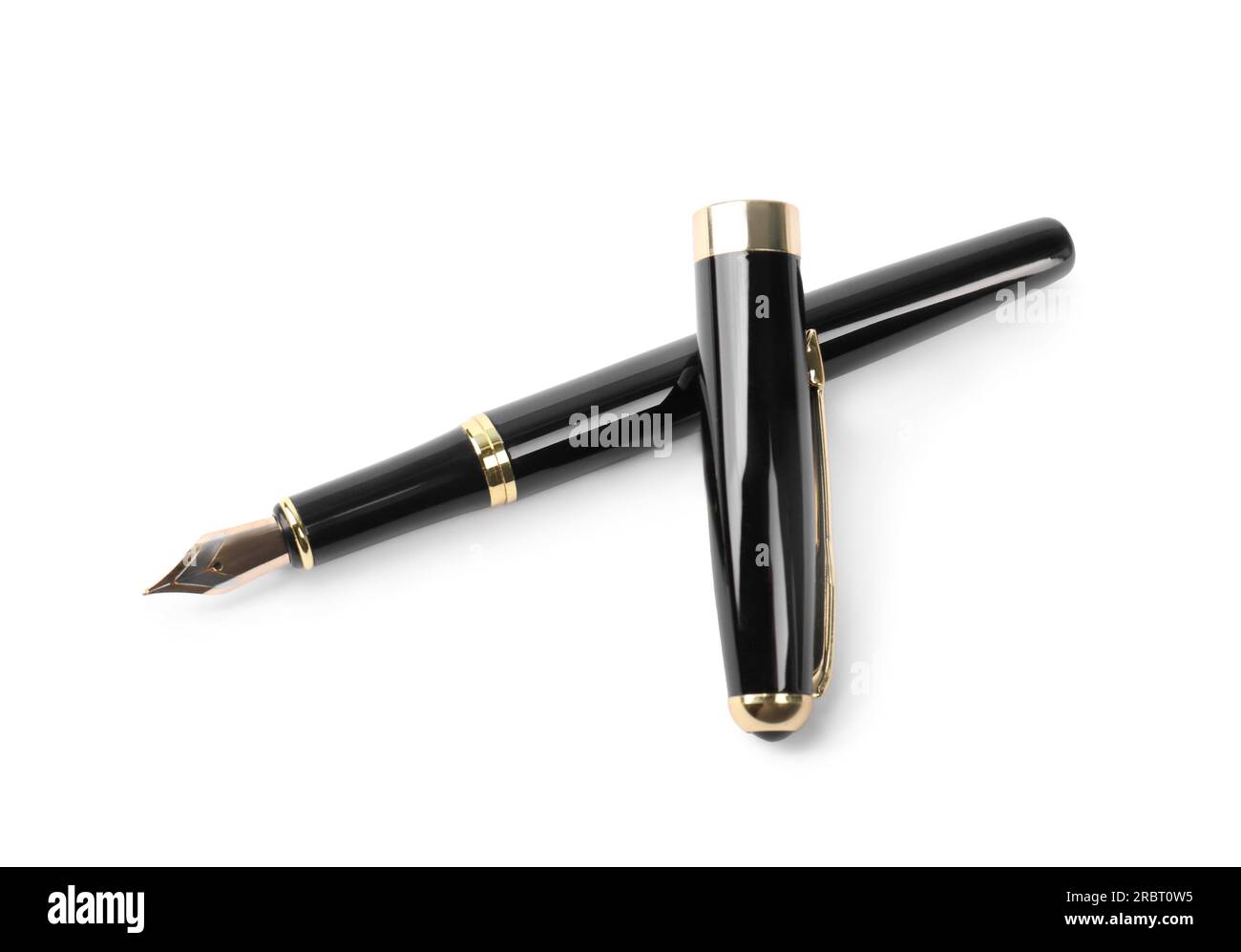 Stylish black fountain pen isolated on white Stock Photo - Alamy