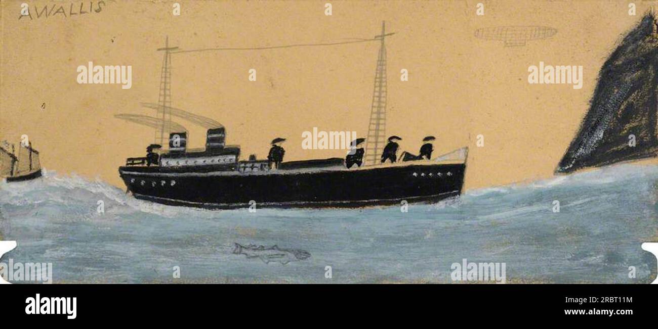 Motor Vessel with Airship and Shark by Alfred Wallis Stock Photo - Alamy