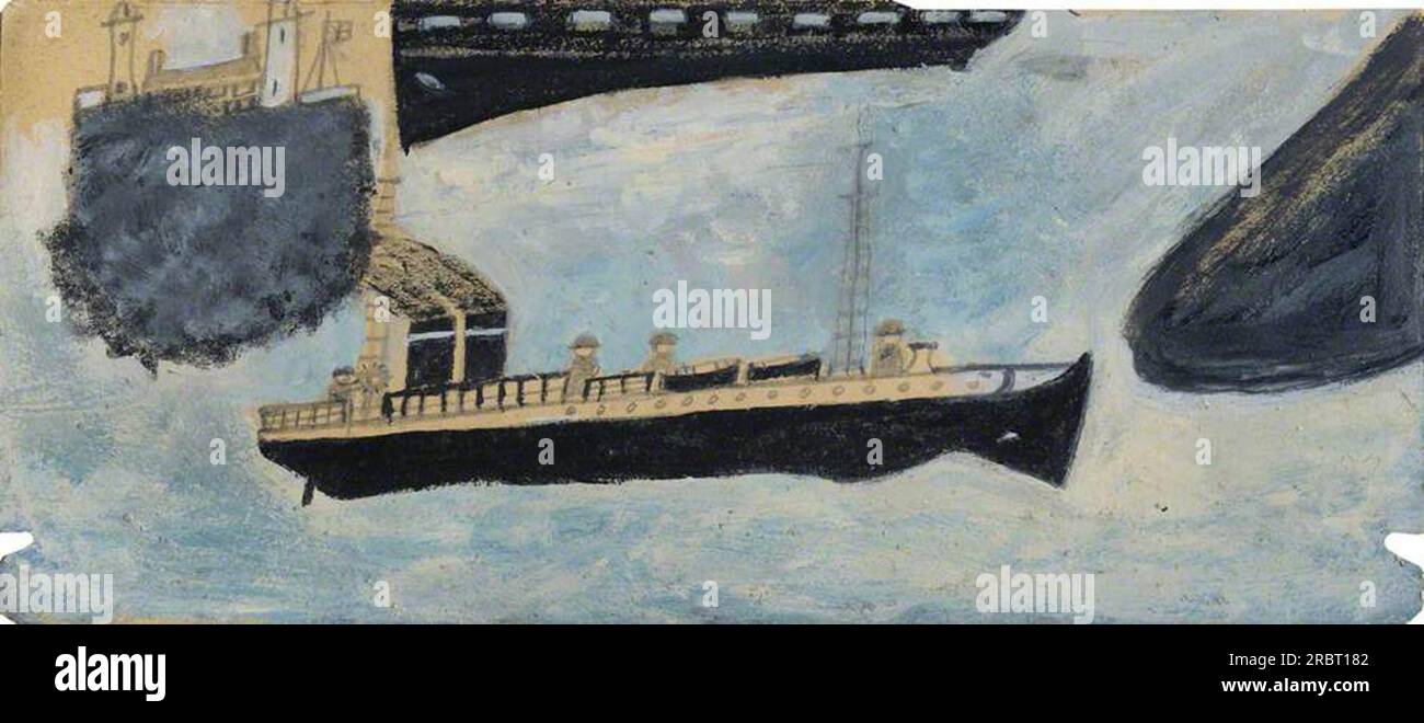 Motor Vessel with Four Men by Alfred Wallis Stock Photo - Alamy