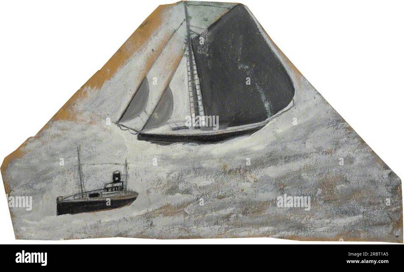Grey Sailing Ship and Small Boat 1938 by Alfred Wallis Stock Photo - Alamy