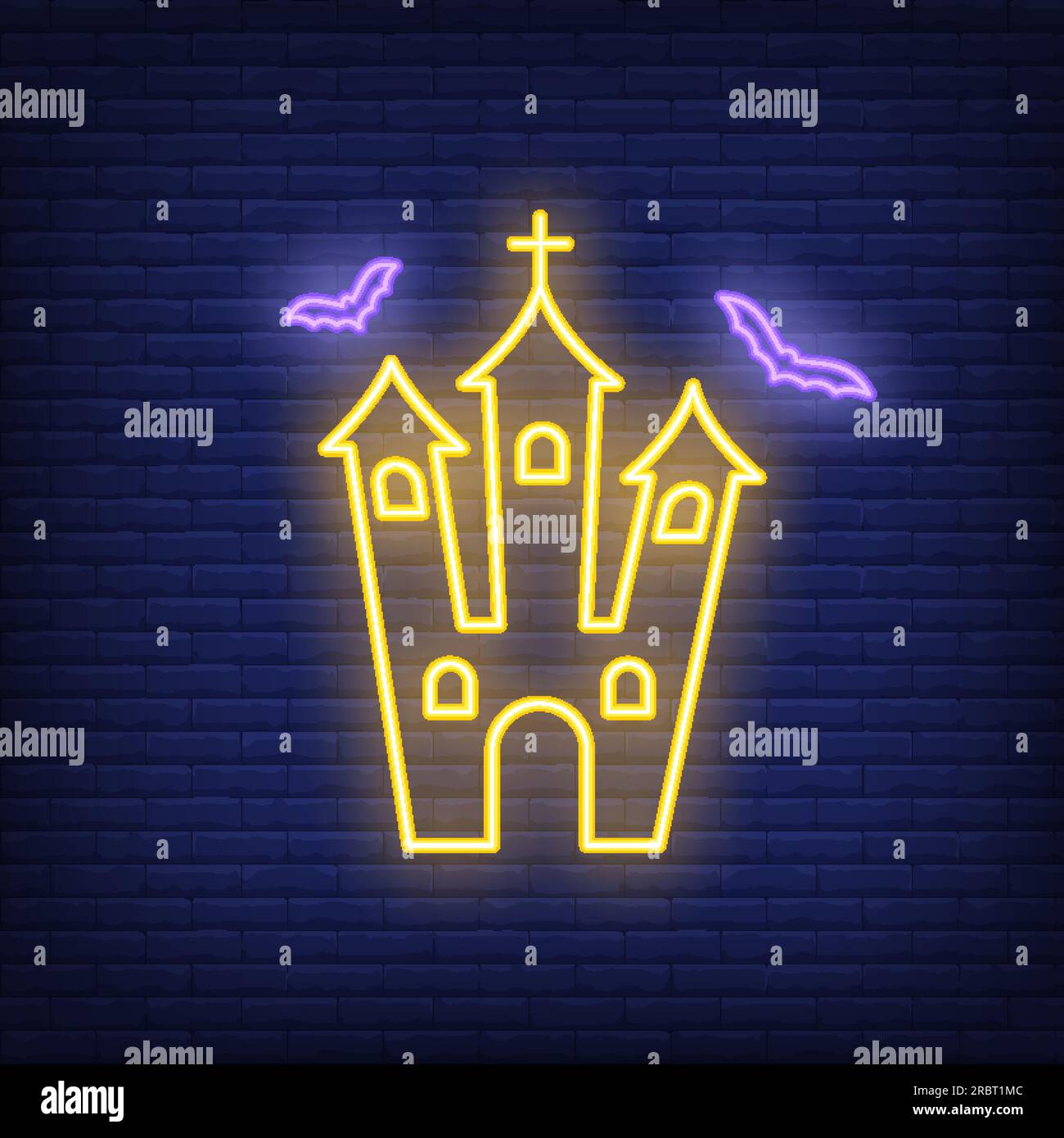 Spooky church neon sign Stock Vector Image & Art - Alamy