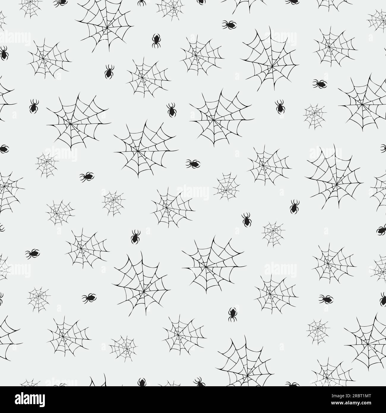 Seamless pattern with spider webs, spiders on a light background to ...